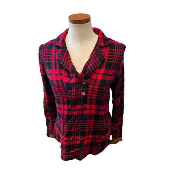 Skies Are Blue | Tops | Skies Are Blue Red Plaid Flannel Shirt Faux ...